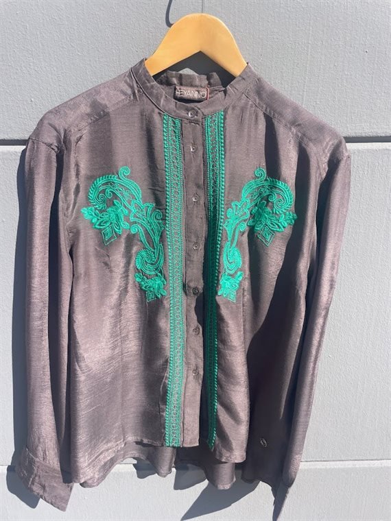 Heyanno Sweet Caftsman Skjorte - Demitasse | Noramoe